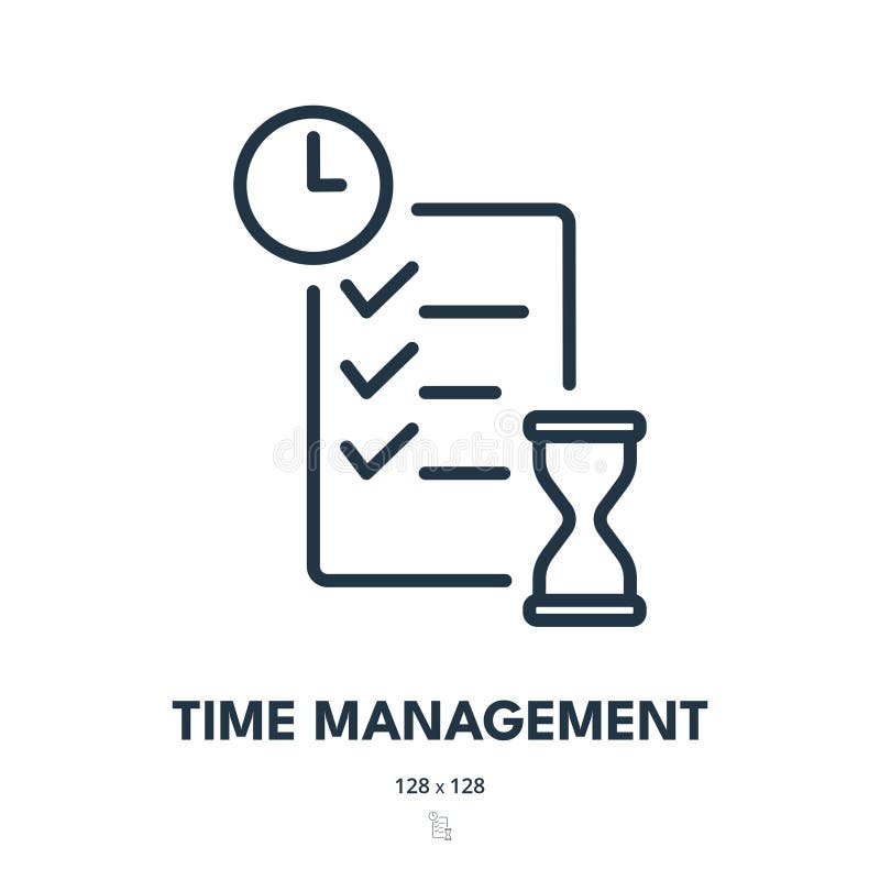 Time Management Icon. Clock, Schedule, Efficiency. Editable Stroke ...