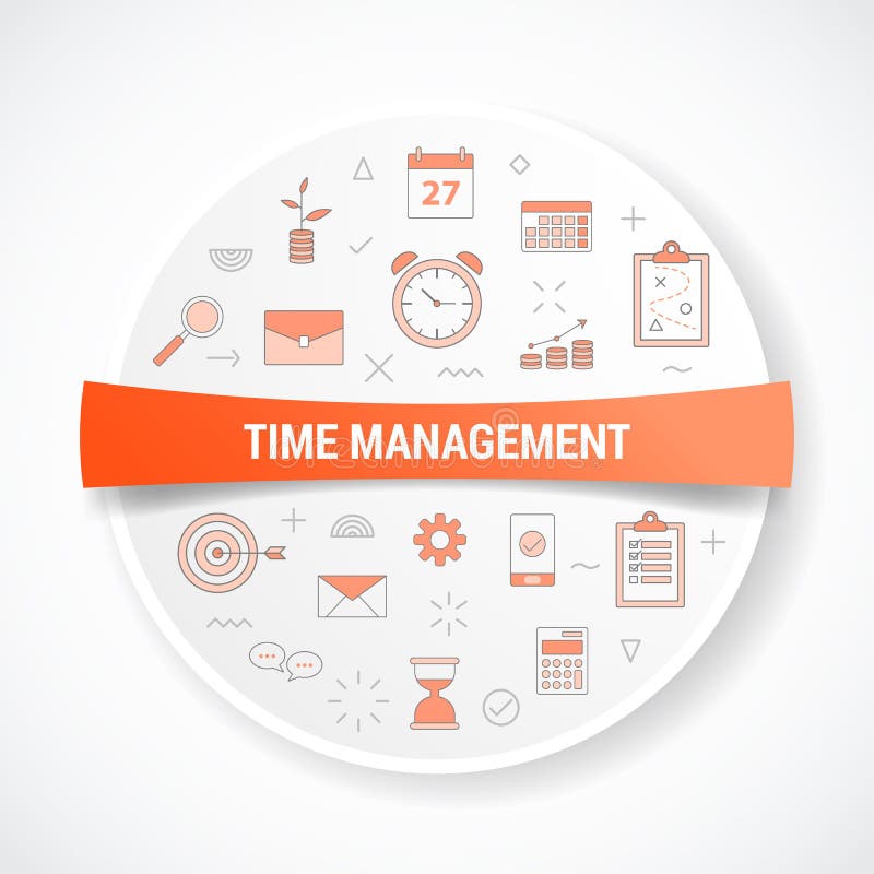 Time Management with Icon Concept with Round or Circle Shape Stock ...