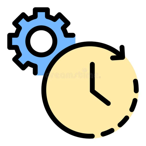 Time Management Icon in Flat Line Style Representing Efficiency ...