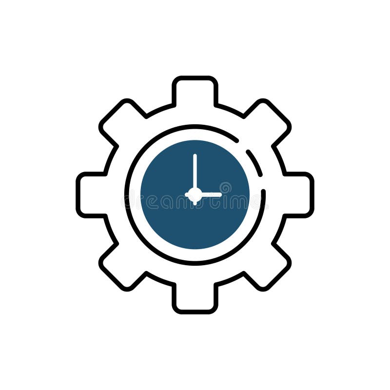 Time Management Icon with Gear and Clock Stock Illustration ...