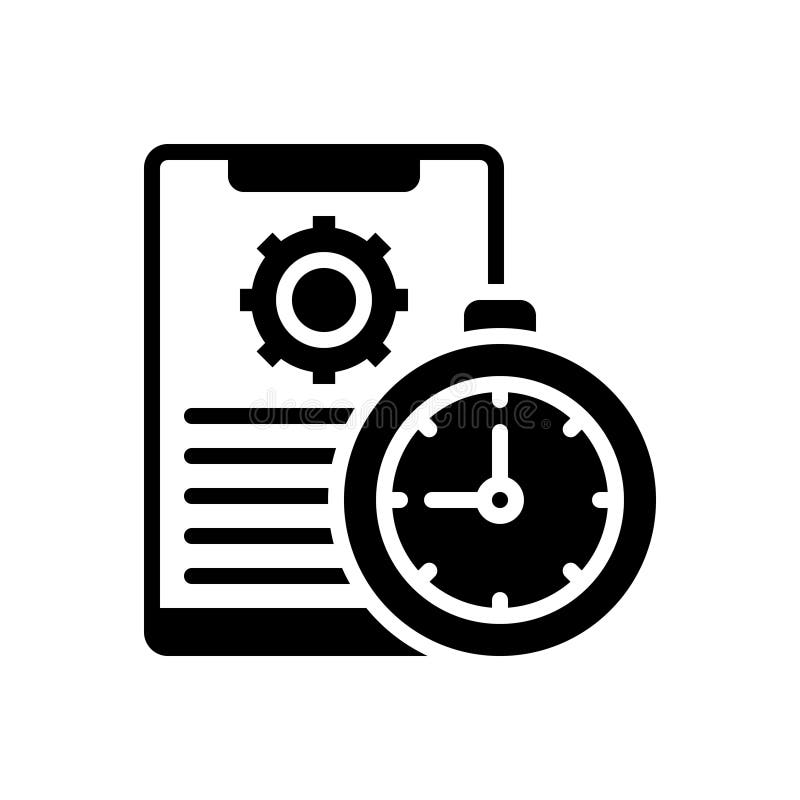 Black Solid Icon for Time Management, Organize and Document Stock ...