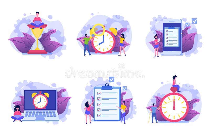 Time Management Icon Set, Business Scheduling App. Stock Vector ...