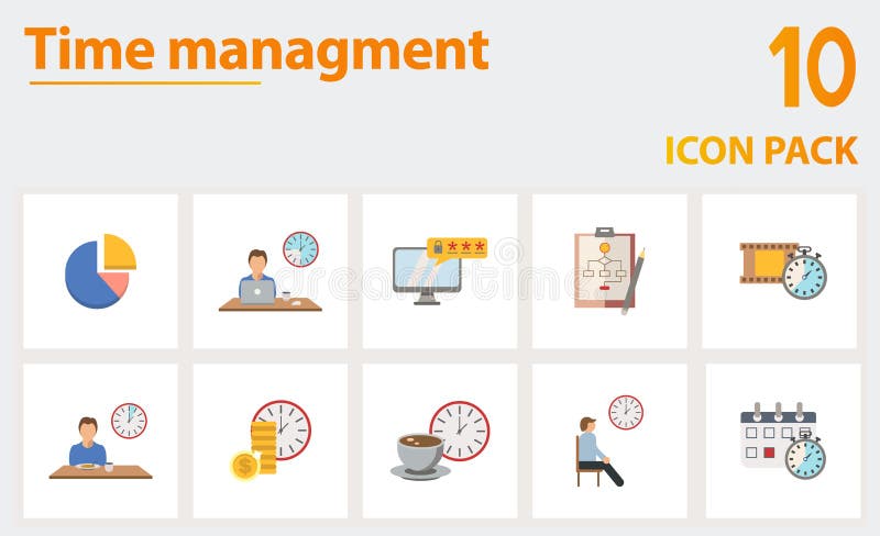 Time Management Icon Set. Collection of Simple Elements Such As the Pie ...
