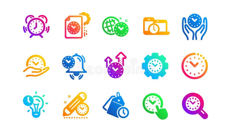 Time Management Icons. Alarm Clock, Timer Plan and Project Deadline ...