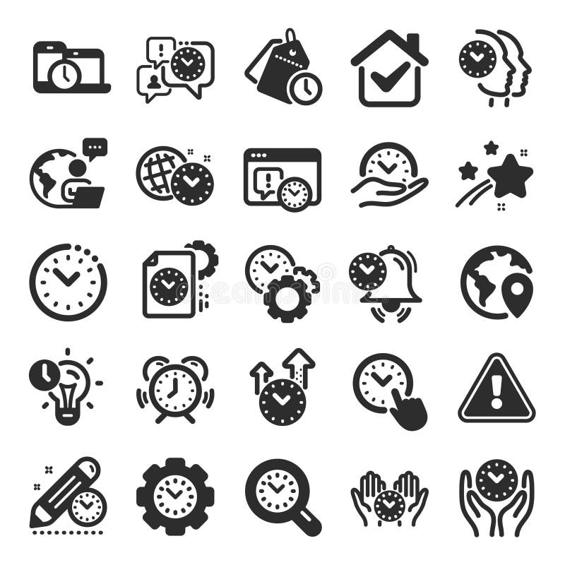 Time Management Icons. Alarm Clock, Timer Plan and Project Deadline ...