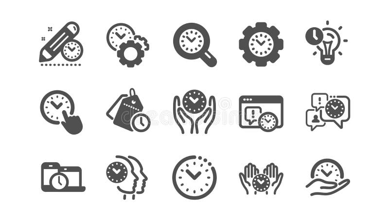 Time Management Icons. Clock, Timer Plan and Project Deadline. Classic ...