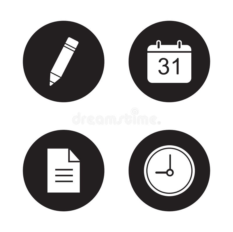 Time management icons set stock vector. Illustration of page - 67803754