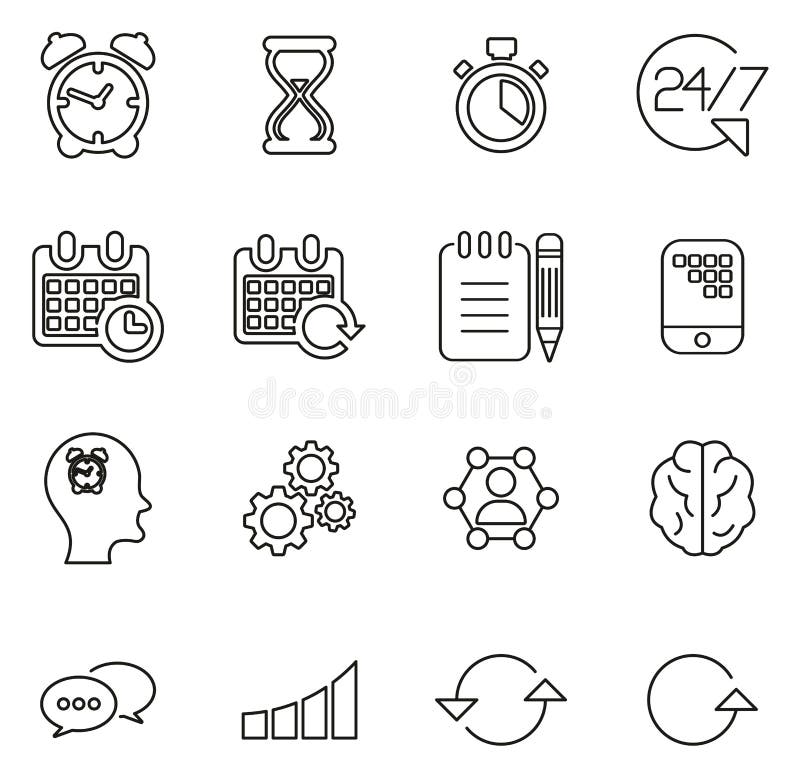 Time Management Icons Thin Line Vector Illustration Set Stock Vector ...