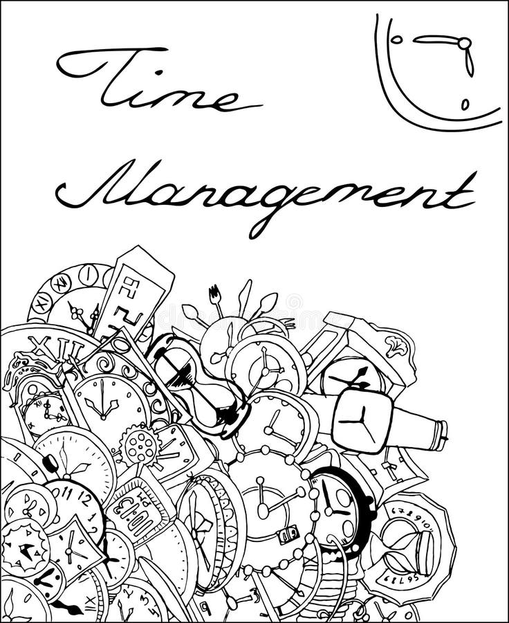 Time Management Illustration, Clocks Doodle Stock Vector - Illustration ...