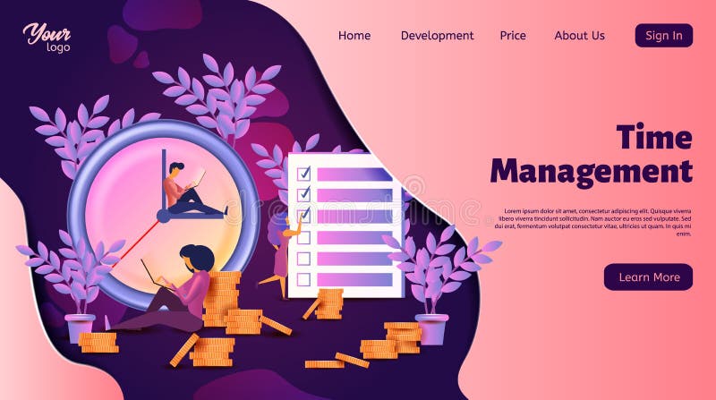 Time Management Interface of Landing Web Page Stock Vector ...
