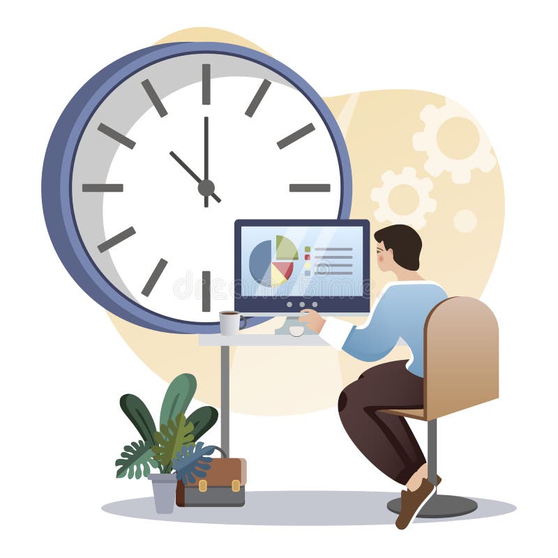 Time Management. Isolated Flat Style Colored Illustration. Marketing ...