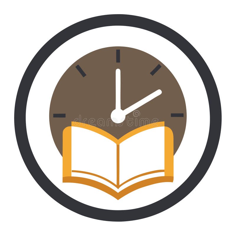 Time Management for Learning: Clock and Book Icon for Education Stock ...