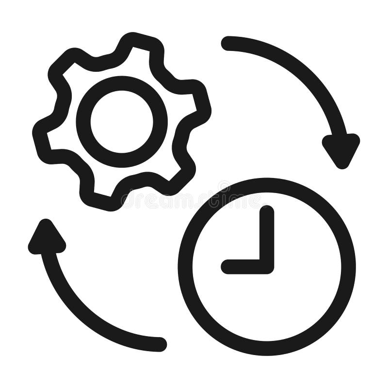 Time Management Line, Gear with Time Icon. Work Process Vector ...
