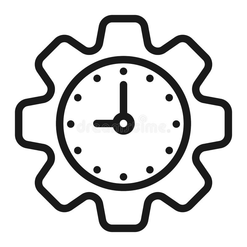 Time Management Line, Gear with Time Icon. Work Process Vector ...