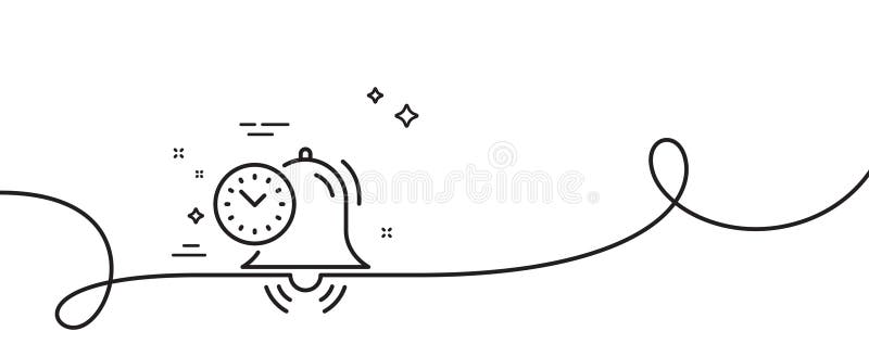 Time Management Line Icon. Alarm Clock Sign. Watch. Continuous Line with Curl. Vector Stock ...