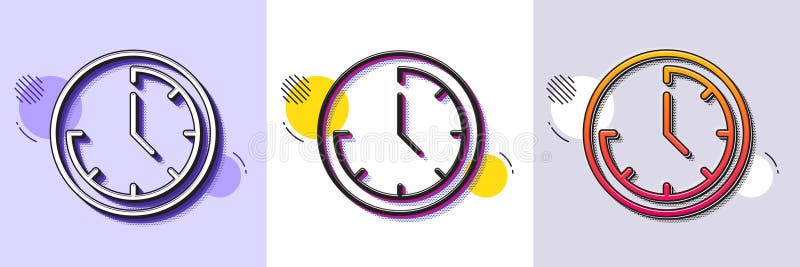 Time Management Line Icon. Clock Sign. Watch. Halftone Dotted Pattern ...