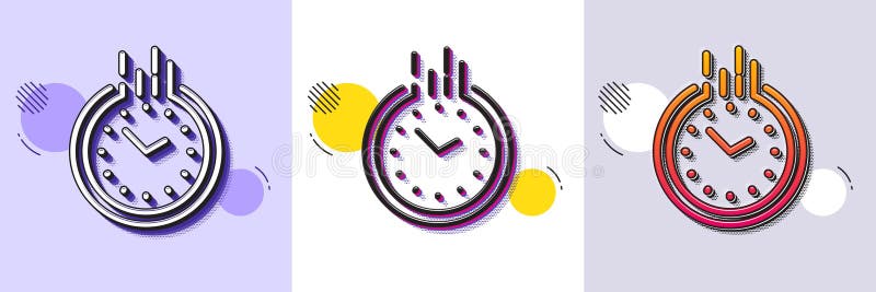 Time Management Line Icon. Clock Sign. Watch. Halftone Dotted Pattern ...