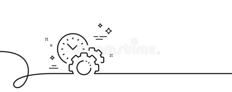 Time Management Line Icon. Clock Sign. Gear. Continuous Line with Curl. Vector Stock ...