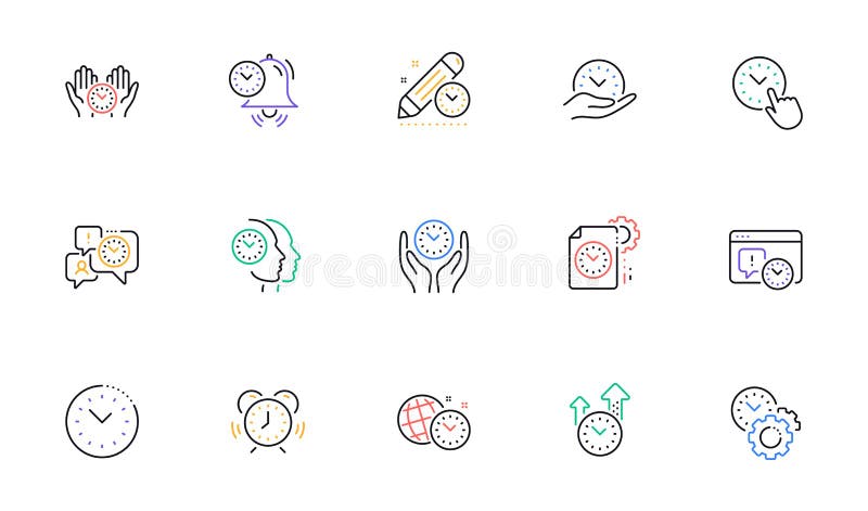 Time Management Line Icons. Alarm Clock, Timer Plan and Project ...