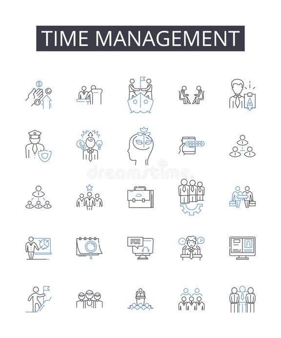 Time Management Line Icons Collection. Goal Setting, Task Scheduling ...
