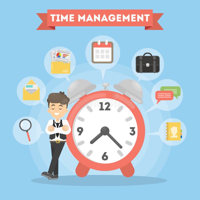 Time management man. stock vector. Illustration of control - 97947244