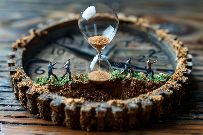 Time Management Minute Men: Hourglass Clockwork Teamwork on Time Stock ...