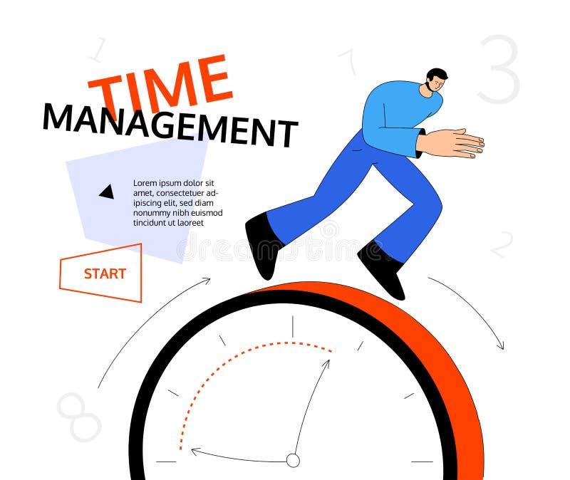 Time Management - Modern Colorful Line Design Style Web Banner Stock ...