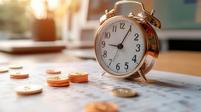 Time Management with Money and Clock on Financial Document Stock ...