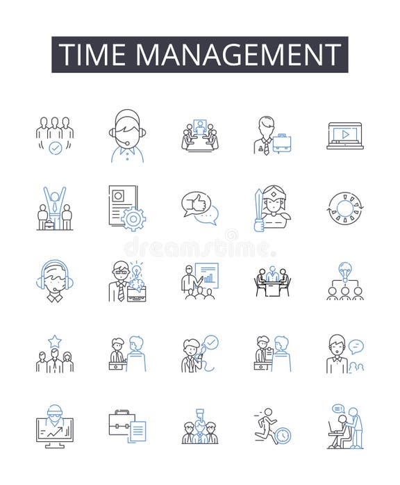 Time Management Line Icons Collection. Goal Setting, Task Scheduling ...