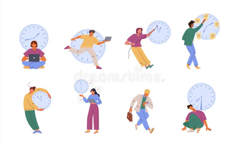 Time Management People. Office Working Time Management Concept, Cartoon ...