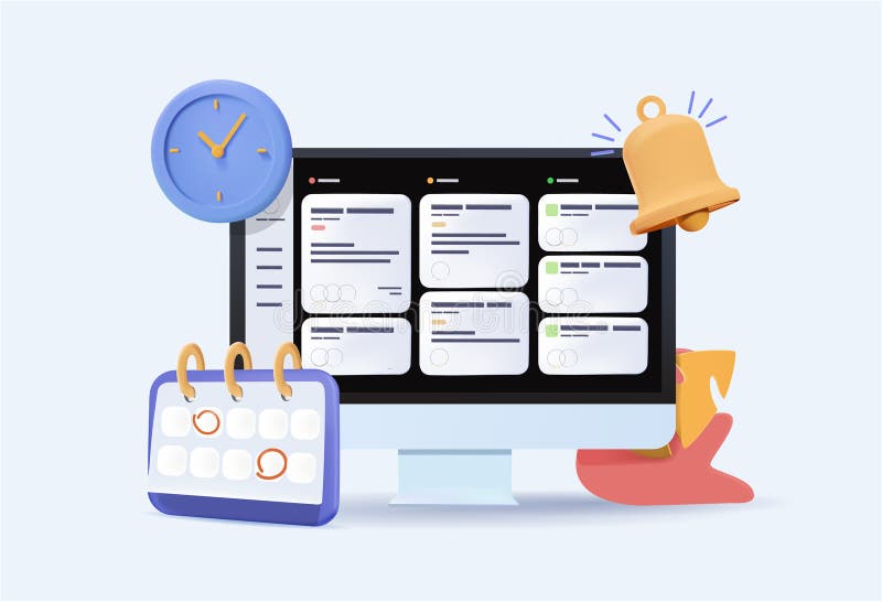 Time Management and Planning Concept. Business Dashboard with Various ...