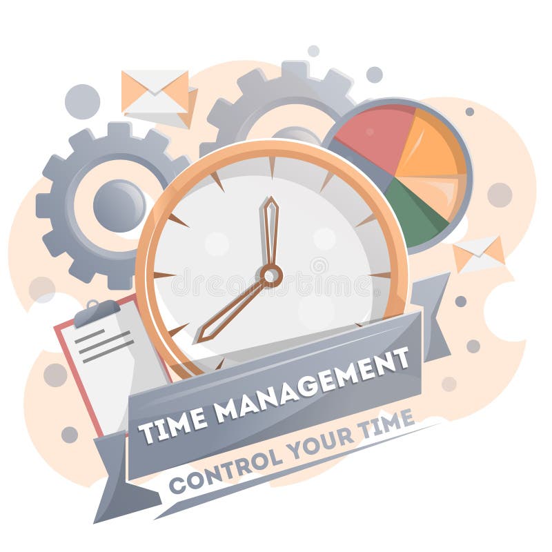 Time Management Poster with Clock Stock Illustration - Illustration of ...