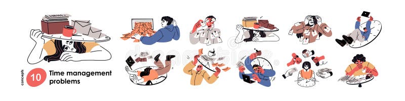 Time Management Problems Set. Missing Deadlines, Stress and Bad ...