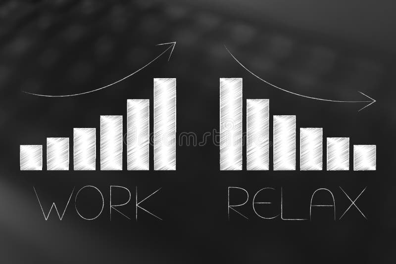 Bar Graph with Work Increasing and Relax Decreasing Stock Illustration ...