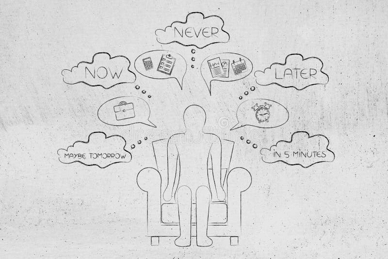 Doubtful Man on the Couch Considering If Doing Things Now or Nev Stock ...