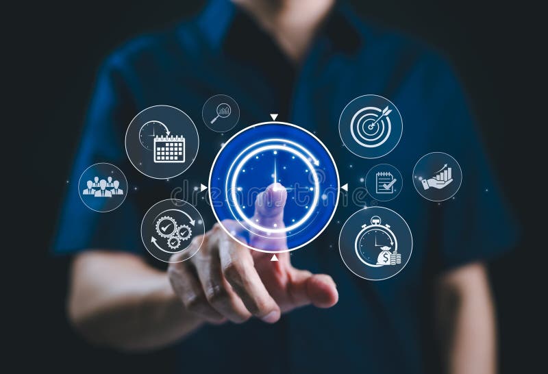 Time Management and Project Planning Technology Concept. a Person ...