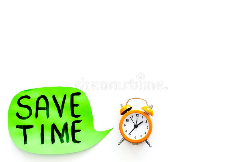Time-management. Save Time Hand Letterng in Cloud Near Alarm Clock on ...