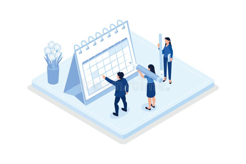 Schedule Planning Illustration. Characters Planning Work Tasks, Filling ...