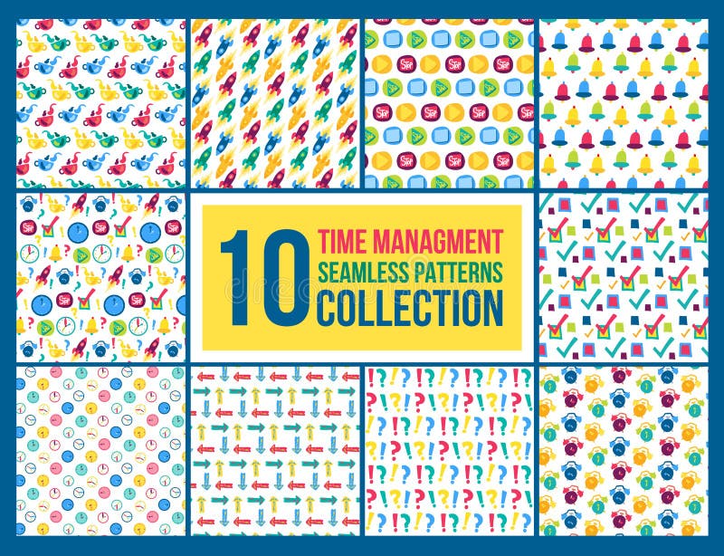 Time Management Stickers Set Set Stock Illustration - Illustration of ...