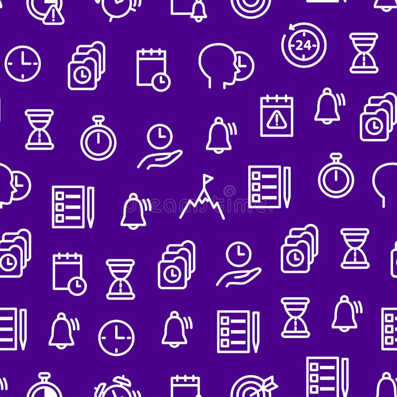 Time Management Signs Thin Line Seamless Pattern Background. Vector ...