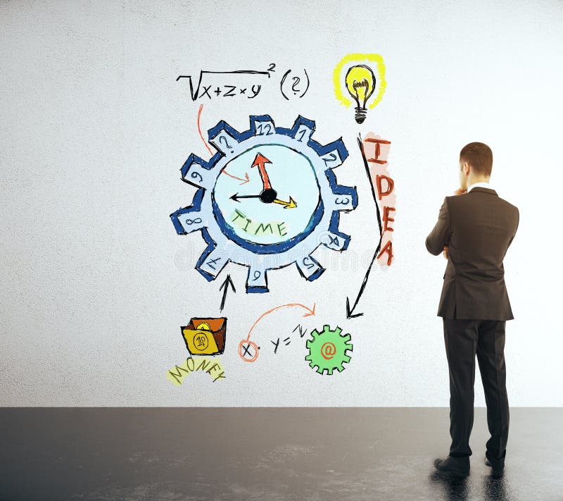 Businessman Drawing A Time Management Sketch Stock Image - Image of ...