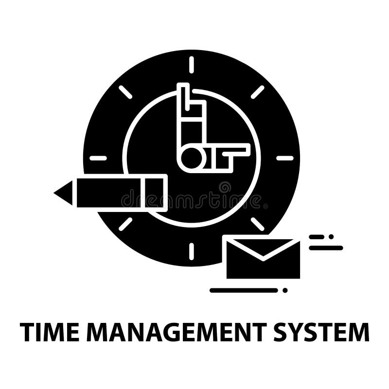 Time Management System Icon, Black Vector Sign with Editable Strokes ...