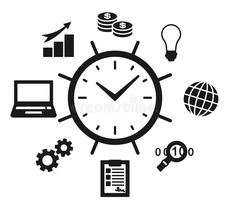 Time Management Themed Black and White Poster Stock Vector ...