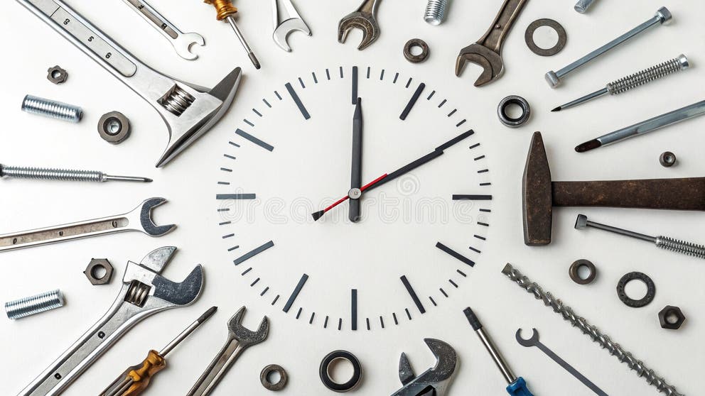Time Management Tools and Equipment Concept Clock Surrounded by ...