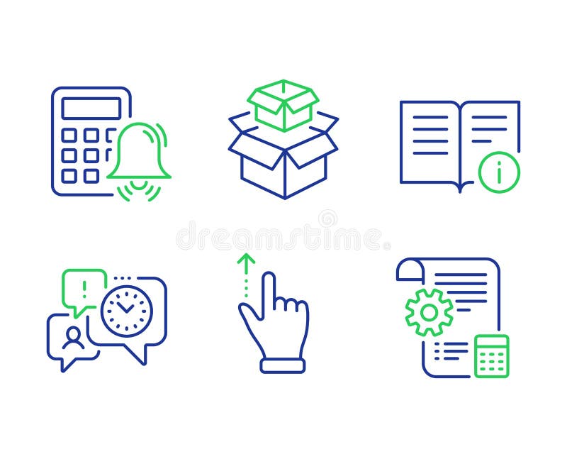 Time Management, Touchscreen Gesture and Technical Info Icons Set ...