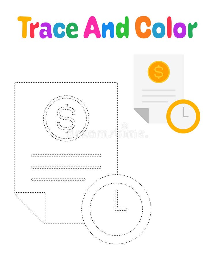 Time Management Tracing Worksheet for Kids Stock Vector - Illustration ...