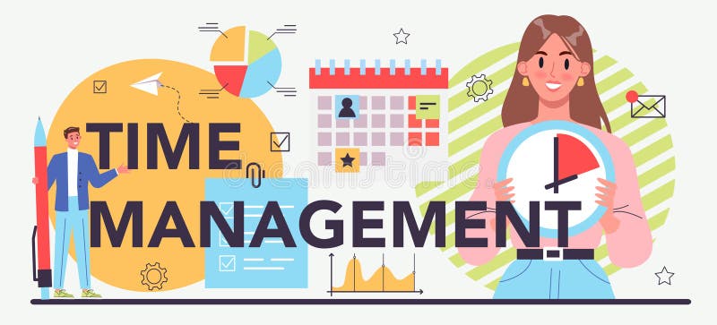 Time Management Typographic Header. Setting a Goal or Target and ...