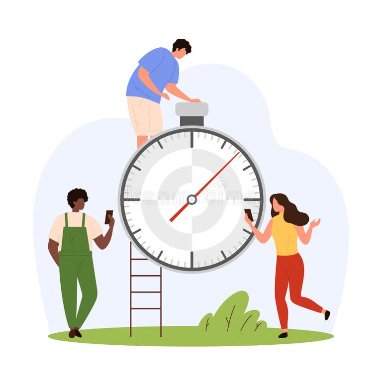 Time Management, Tiny People Press Timer Button To Count Down and Focus ...