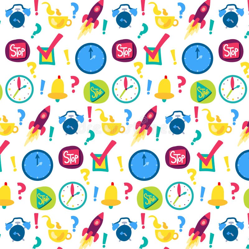 Time Management Stickers Set Set Stock Illustration - Illustration of ...