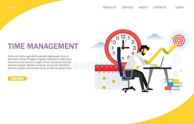 Time Management Vector Website Landing Page Design Template Stock ...